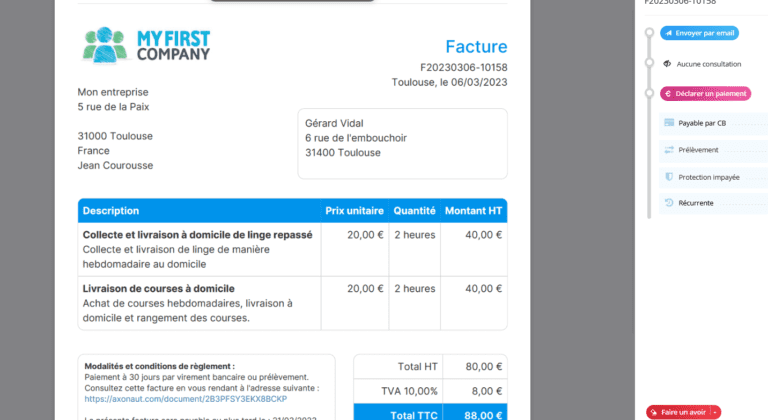 Facture De Prestation De Service Exemple : Modèle Gratuits À ...
