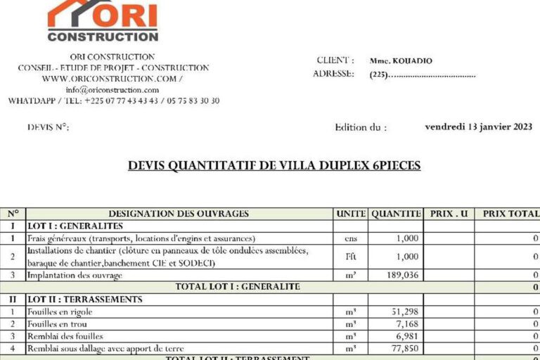 Devis de Construction d'une Maison : Découvrez un Exemple Exemplaire ...