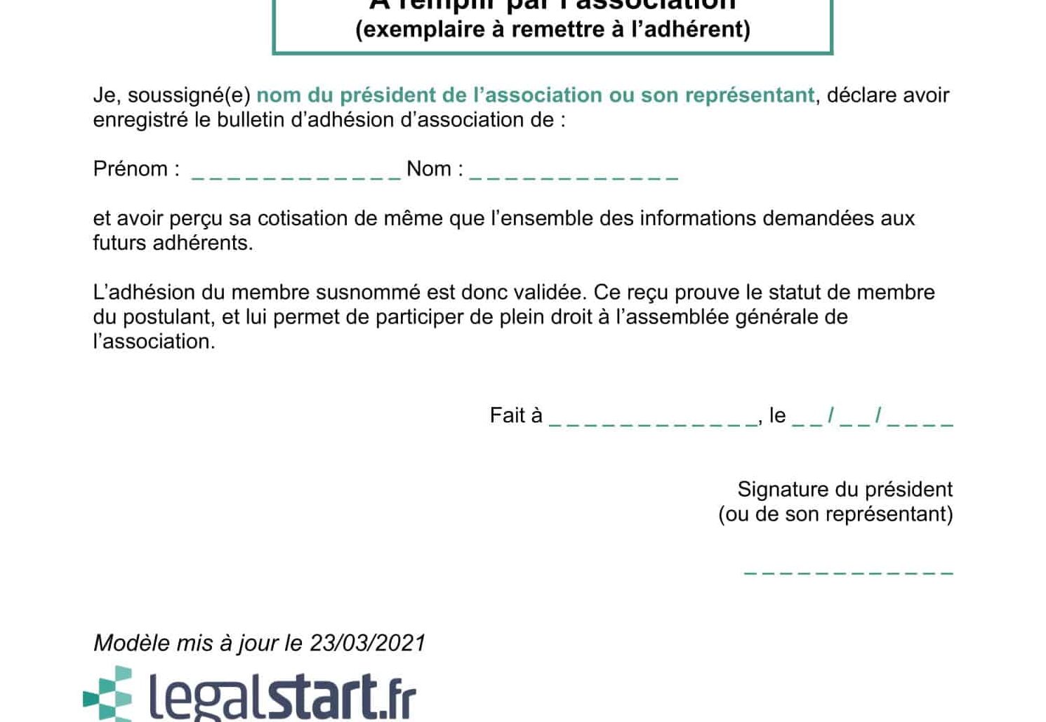 Formulaire d'Adhésion à l'Association : Exemple Pratique et Efficace ...